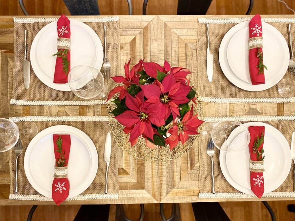 Beautiful holiday table decor with natural materials